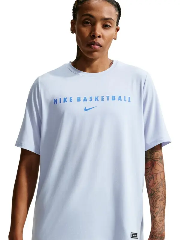 Nike Dri-fit Short-sleeve Warm-up Basketball Top - Blue