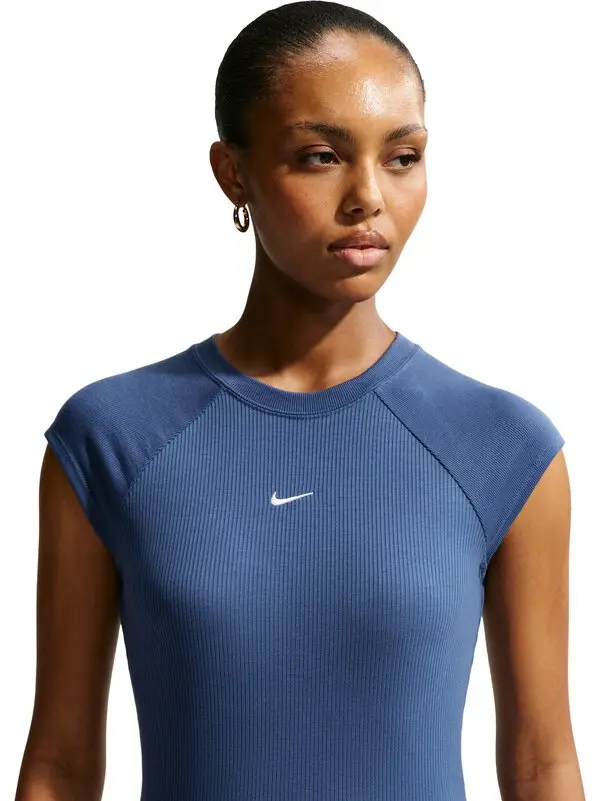 Nike Sportswear Chill Knit Tight Short-sleeve Ribbed Top - Blue