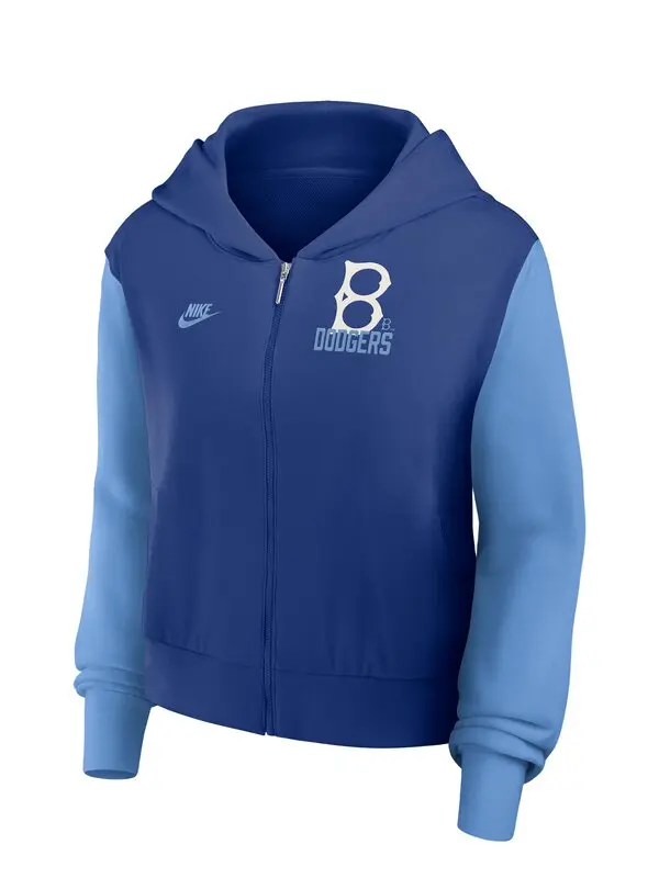 Nike Brooklyn Dodgers Cooperstown Mlb Full-zip Hoodie - Blue