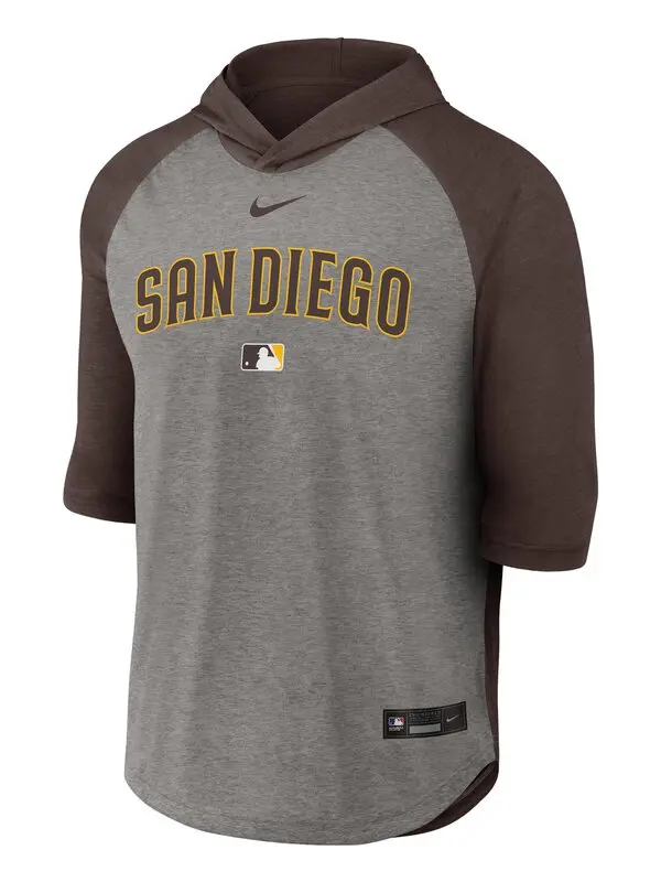 Nike San Diego Padres Authentic Collection Flux Dri-fit Mlb 3/4-sleeve Hooded T-shirt - Brown