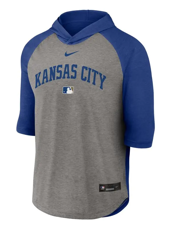 Nike Kansas City Royals Authentic Collection Flux Dri-fit Mlb 3/4-sleeve Hooded T-shirt - Blue