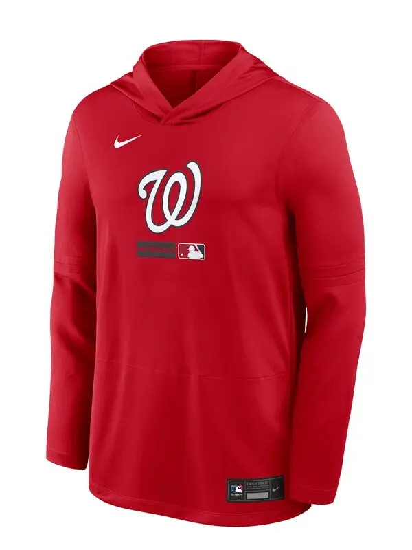 Nike Washington Nationals Authentic Collection Dri-fit Mlb Long-sleeve Hooded Top - Red