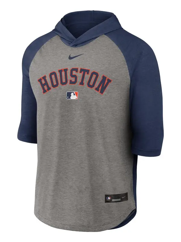 Nike Houston Astros Authentic Collection Flux Dri-fit Mlb 3/4-sleeve Hooded T-shirt - Blue