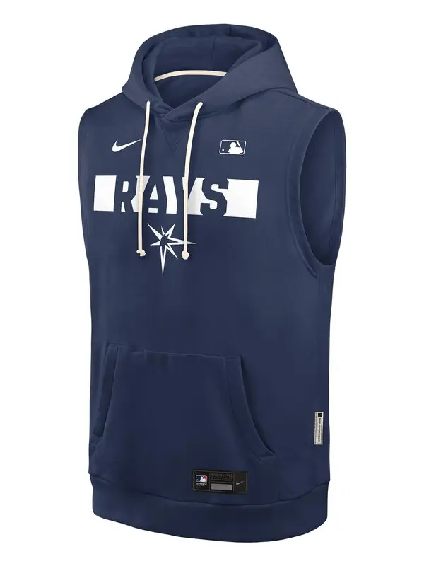 Nike Tampa Bay Rays Authentic Collection Standard Issue Dri-fit Mlb Sleeveless Pullover Hoodie - Blue