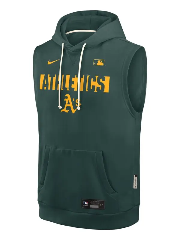 Nike Athletics Authentic Collection Standard Issue Dri-fit Mlb Sleeveless Pullover Hoodie - Green
