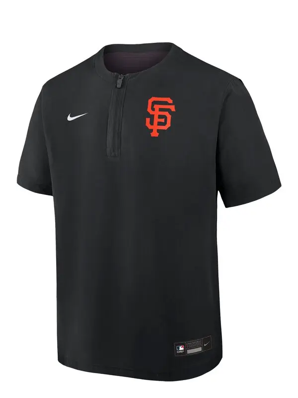 Nike San Francisco Giants Authentic Collection Dri-fit Mlb 1/4-zip Short-sleeve Windshirt - Black
