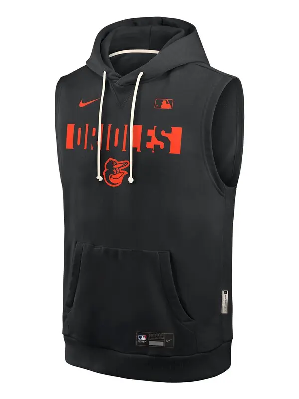 Nike Baltimore Orioles Authentic Collection Standard Issue Dri-fit Mlb Sleeveless Pullover Hoodie - Black