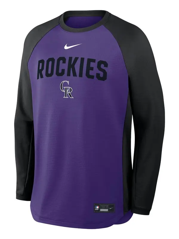 Nike Colorado Rockies Authentic Collection Dri-fit Pullover Crew - Purple