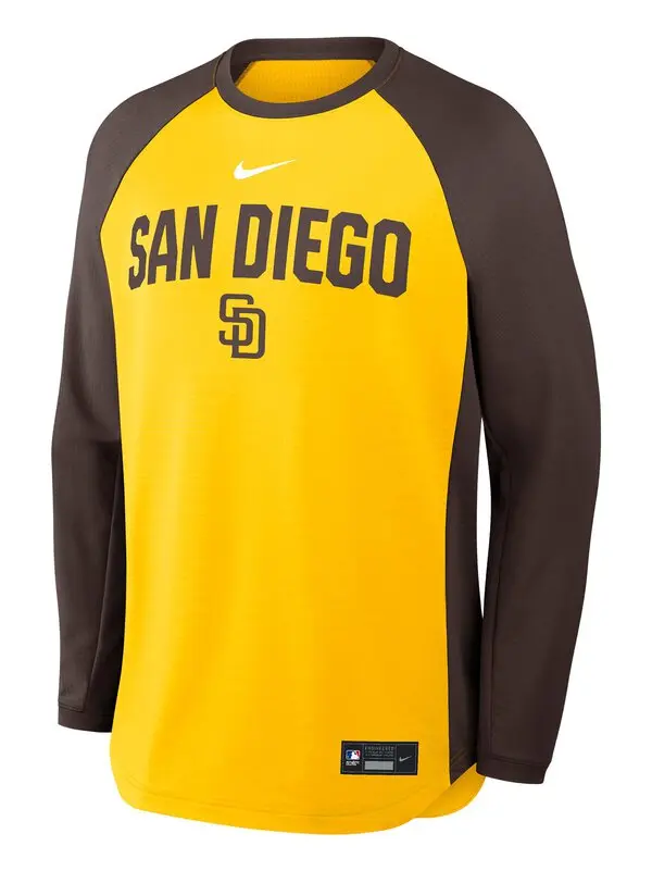 Nike San Diego Padres Authentic Collection Dri-fit Pullover Crew - Yellow