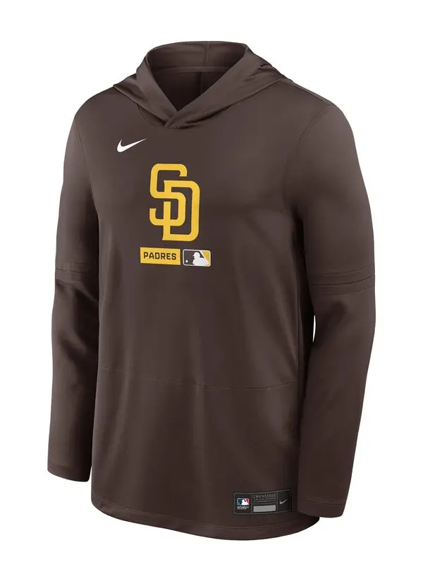 Nike San Diego Padres Authentic Collection Dri-fit Mlb Long-sleeve Hooded Top - Brown