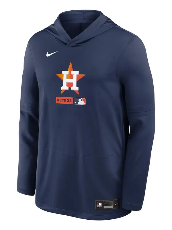 Nike Houston Astros Authentic Collection Dri-fit Mlb Long-sleeve Hooded Top - Blue