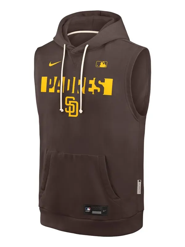 Nike San Diego Padres Authentic Collection Standard Issue Dri-fit Mlb Sleeveless Pullover Hoodie - Brown