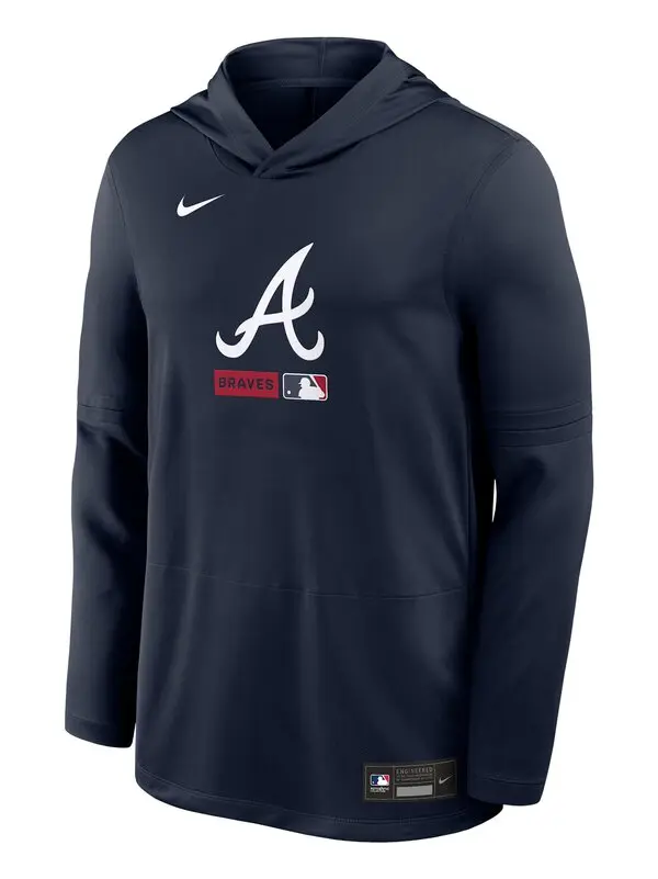 Nike Atlanta Braves Authentic Collection Dri-fit Mlb Long-sleeve Hooded Top - Blue
