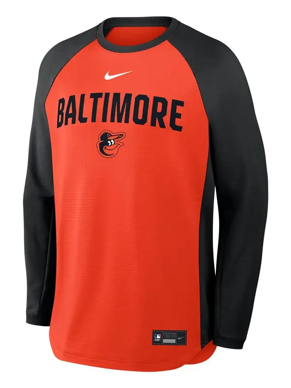 Nike Baltimore Orioles Authentic Collection Dri-fit Pullover Crew - Orange
