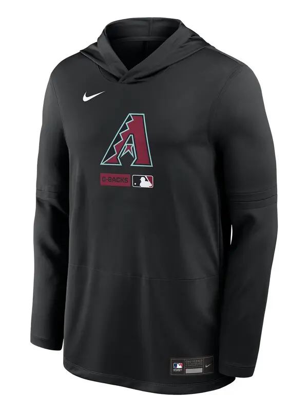 Nike Arizona Diamondbacks Authentic Collection Dri-fit Mlb Long-sleeve Hooded Top - Black