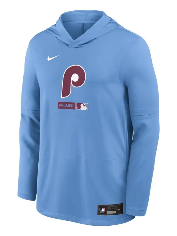 Nike Philadelphia Phillies Authentic Collection Dri-fit Mlb Long-sleeve Hooded Top - Blue