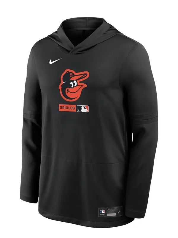 Nike Baltimore Orioles Authentic Collection Dri-fit Mlb Long-sleeve Hooded Top - Black