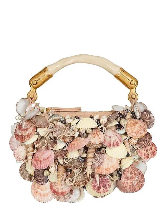 Balmain Ebene Mini Bag With Shell Embroidery - Beige