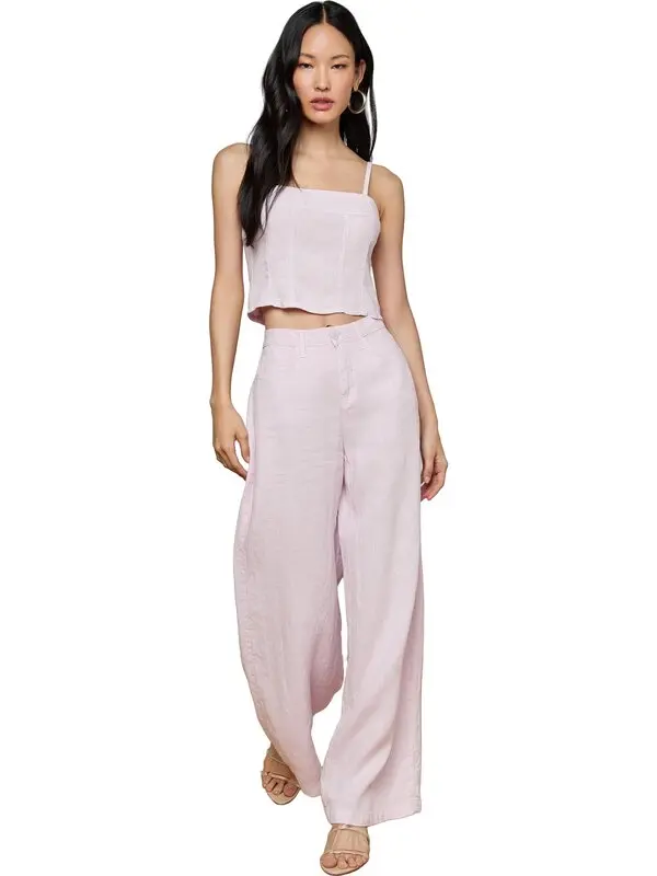 L'Agence Amara Linen Wide-leg Pants - Icy Lilac