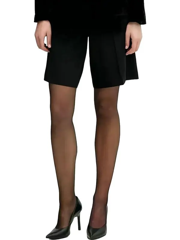 Sisley High-waisted Pleated Shorts - Black