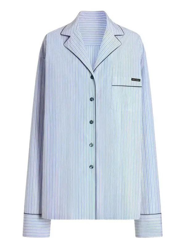 Dolce & Gabbana Striped Peak Collar Shirt - Blue