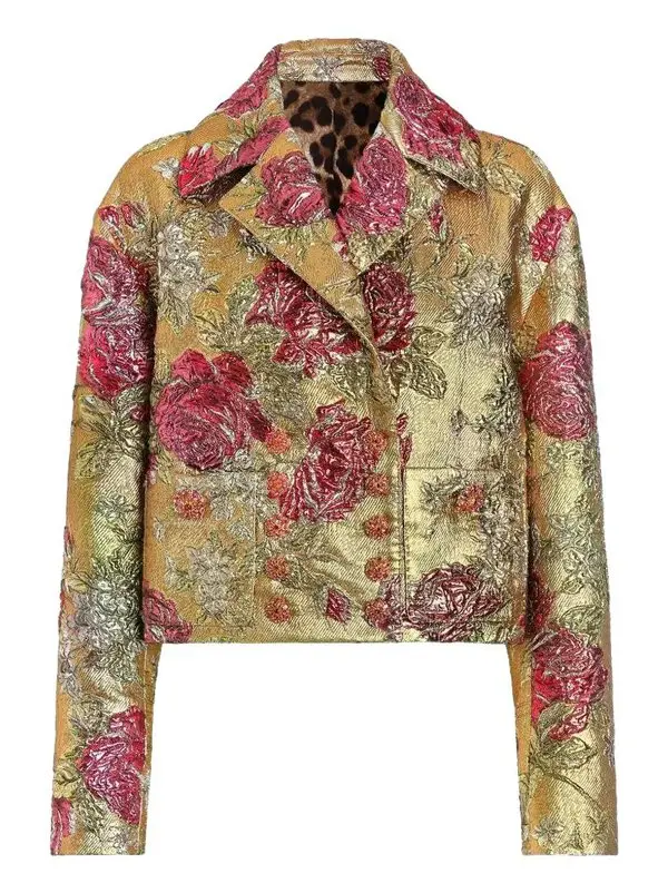 Dolce & Gabbana Floral Jacquard Double-breasted Jacket - Gold