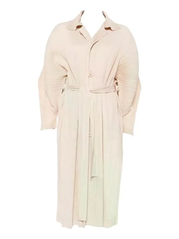 Issey Miyake Pleated Long Coat - Neutrals