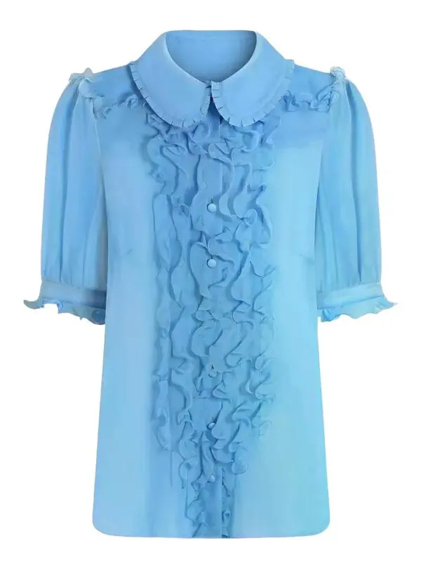 Dolce & Gabbana Silk Chiffon Shirt - Blue