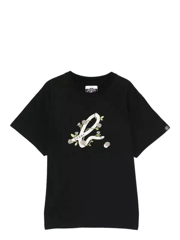 AGNES B. Floral Logo T-shirt - Black