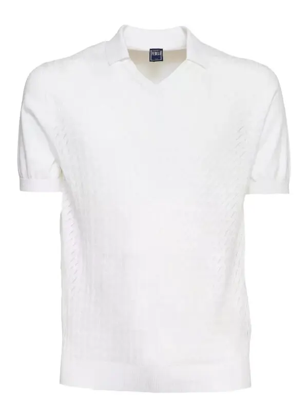 Fedeli Felipe Giza Patterned V-neck T-shirt - White