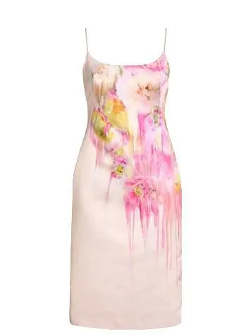 Blumarine Floral-print Satin Slip Midi Dress - Purple