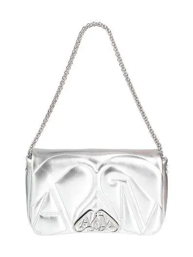Alexander McQueen Leather Handbag With Appliqués And Logo - Silver