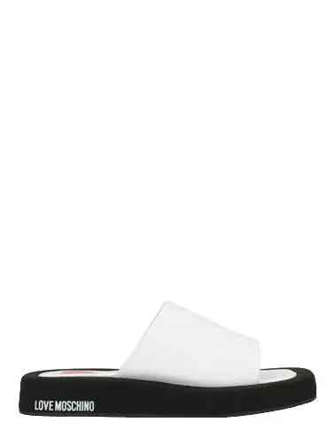 Moschino Leather Slide Sandals - White