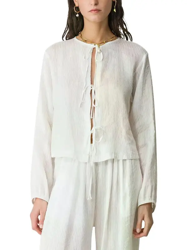 FORTE_FORTE Tie-front Shirt - White