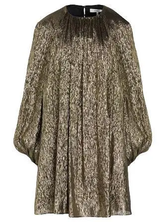 Chloé Mini Flared Lamé Dress - Gold