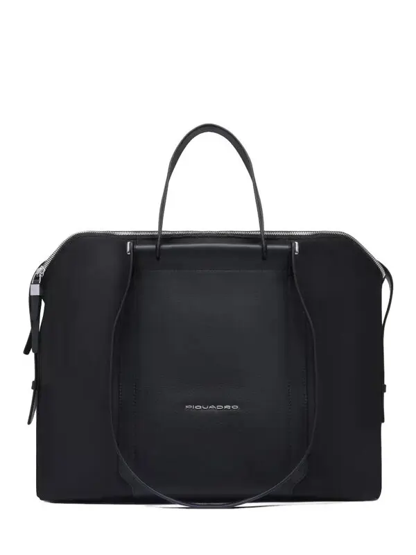 PIQUADRO Leather Laptop Shoulder Bag - Black