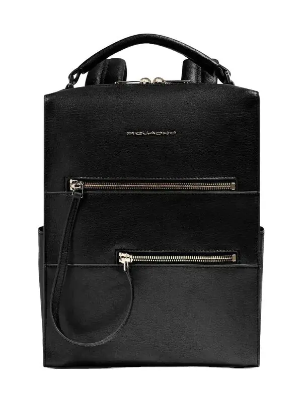 PIQUADRO Leather Ipad Backpack - Black