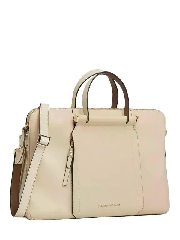 PIQUADRO Expandable Leather Laptop Bag - Neutrals