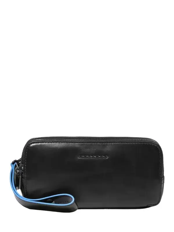 PIQUADRO Leather Clutch Bag With Removable Dividers - Black