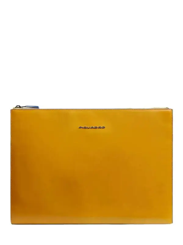 PIQUADRO Ipad Pro 13" Leather Clutch - Yellow