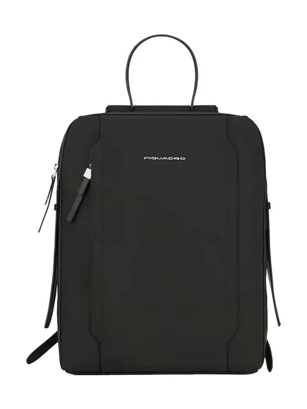 PIQUADRO Leather Laptop Backpack - Black