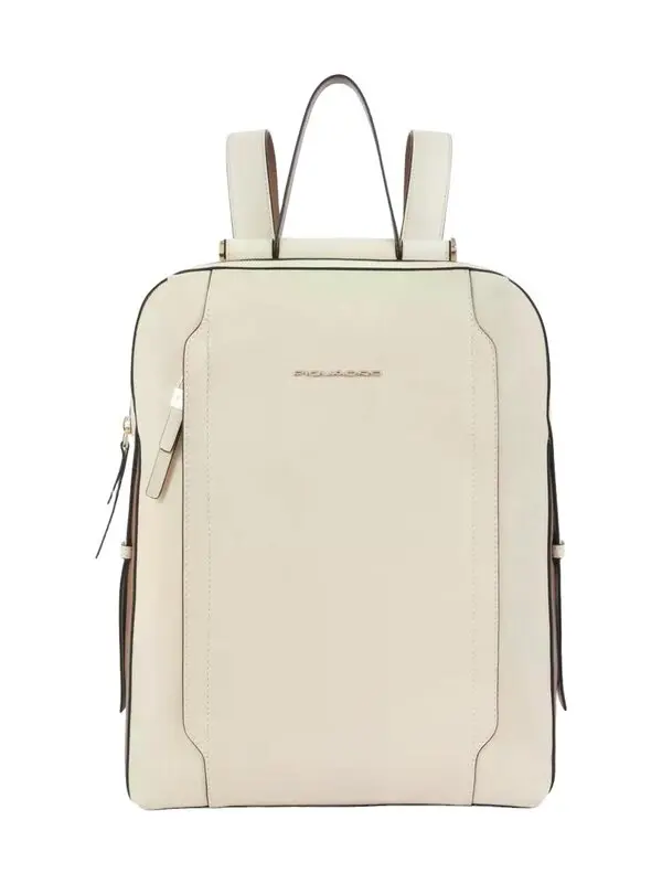 PIQUADRO Leather Laptop Backpack - Neutrals