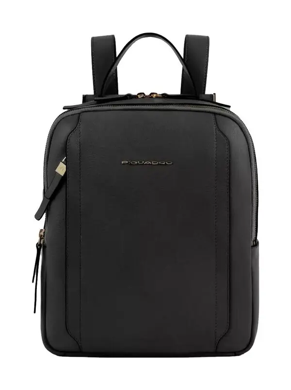 PIQUADRO Leather Ipad Backpack - Black