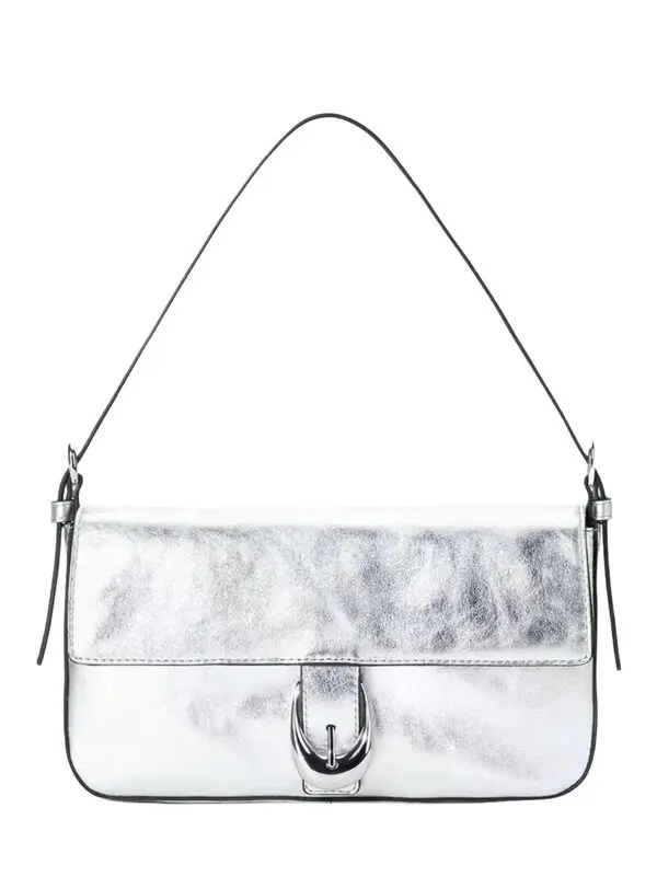 Staud Harlow Leather Shoulder Bag - Silver