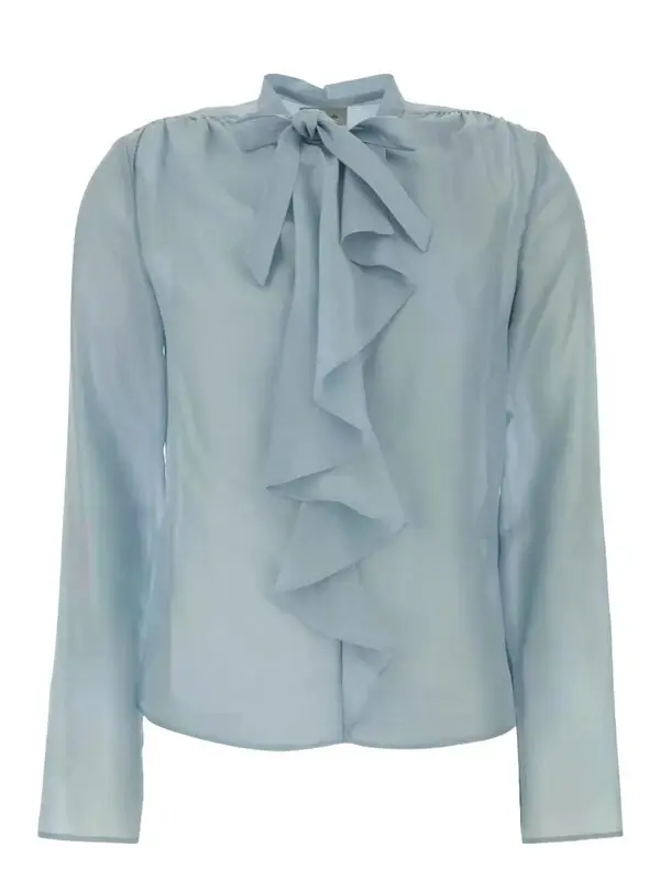 Jacob Cohen Ruffled Tie Blouse - Blue