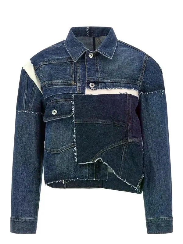 Sacai Patchwork Denim Jacket - Blue