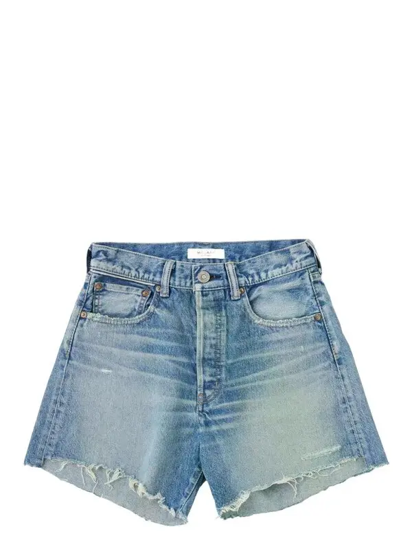 Moussy Vintage Graterford Distressed Denim Shorts - Blue