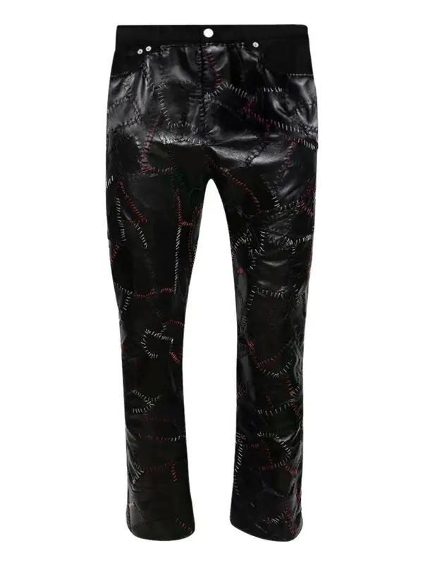 MARKING DISTANCE Patchwork Leather Trousers - Black