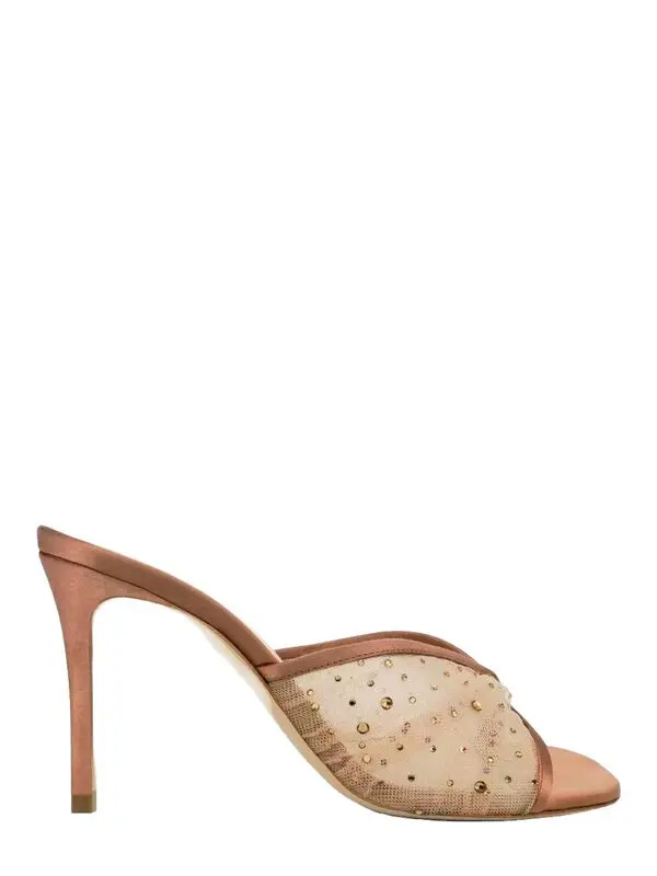 ANDREA WAZEN Astrid 85 Embellished Tulle Sandals - Neutrals