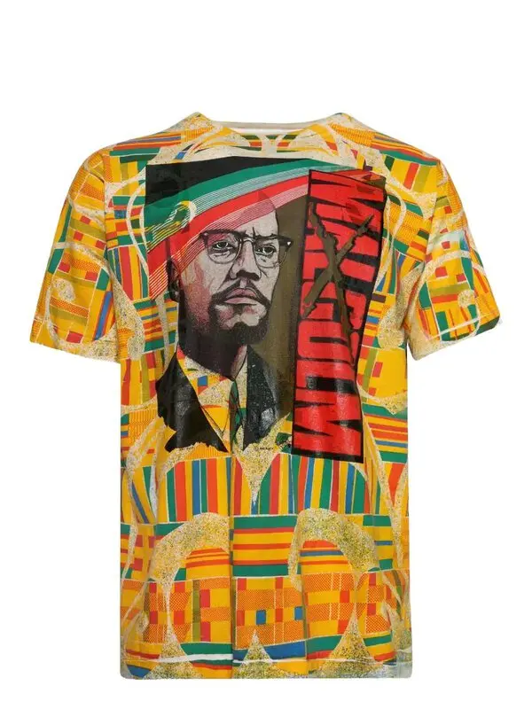 EARTHLING VIP Malcom X Portrait-graphic T-shirt - Yellow